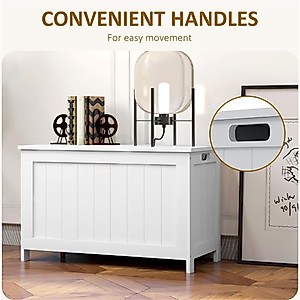 Generic Large Size Wooden Deck Box Organization and Storage Cabinet, Wood Chest Trunk Size 29.9"" L x 15.7"" W x 18.9"" H, White