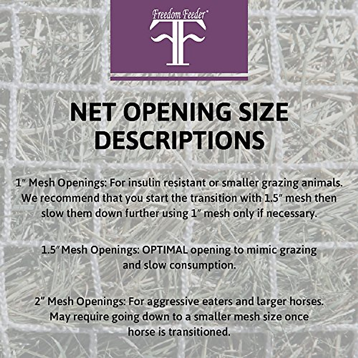 Freedom Feeder Mesh Net Full Day Slow Horse Feeder — Designed to Hold 30 lbs/4 Flakes of Hay and Feed Horse All Day — Reduces Horse Feeding Anxiety and Behavioral Issues