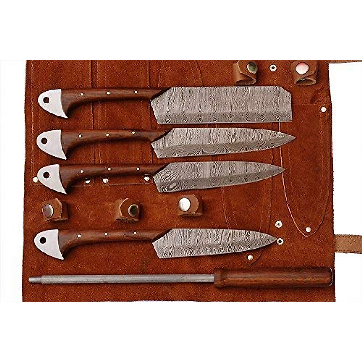 Custom Handmade Damascus Professional kitchen/BBQ knives set