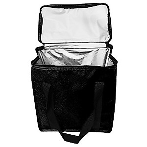 Earthwise Insulated Grocery Bags Reusable Heavy Duty Nylon Thermal Cooler Tote Leakproof with Zipper Closure Keeps Food Hot or Cold Great for Food Delivery Ubereats, Doordash, Grubhub (Black)