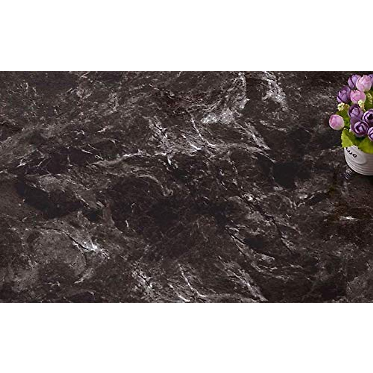 Yija Black Brown Marble Removable Wallpaper Film Self-Adhesive Granite Sticker Kitchen Peel Stick Backsplash Marble Tile Countertop Furniture Shelf 15.6In by79In