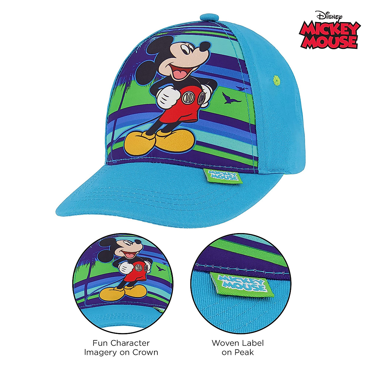 Disney boys Disney Toddler Sunhat, Mickey Mouse Kids and Matching Baseball Cap for Beach, Size 2 Bucket Hat, Cap & Bucket Hat, 2-4T US
