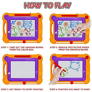 2 Pack Medium Magnetic Drawing Board, Learning Toys for Toddlers 1-3 2-4 Drawing Game, Colorful Magnetic Drawing Doodle Board Pad Tablet for Kids Adults Educational & Art Activities