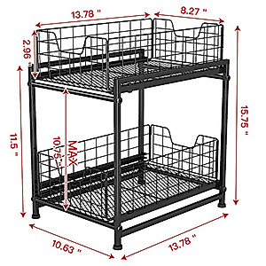 LIDYUK Under Sink Organizer, 2-Tier Kitchen Cabinet Organizer with Sliding Storage Basket Drawers, for Bathroom, Kitchen, Office, Black