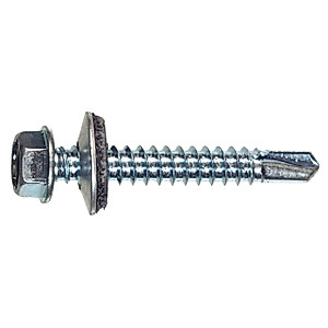 The Hillman Group 561048 12-14 X 1-1/2-Inch Hex Washer Head Neoprene Washer Self Drilling Screw, 200-Pack