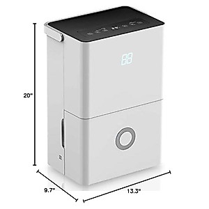 SereneLife 50-Pint Electric Home Compact Dehumidifier - 3000 Square Feet Quiet Electric Dehumidifiers For Home Closet Basement w/ 4L Water Tank Capacity, Removes Moisture - SereneLife SLDEHU50, White