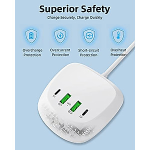 USB C Charging Station,2 USB-C(20W) Ports & 2 QC3.0 Ports USB Charging Hub Charger for iPhone 14 Series/13/13 Mini/13pro Max/12/12 Mini/12Pro/12 Pro Max/11/11 Pro iPad AirPod,Smart Phone,Multi Devices