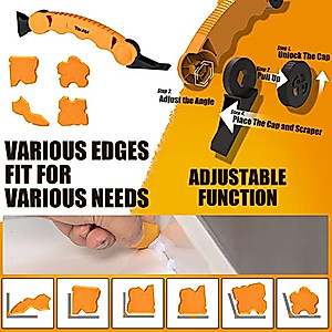 TOLESA Anti-Drip Hand Caulking Gun High Thrust Ratio 12:1 with No Dripping Control for Kitchen Bathroom Window Easy Caulk Gun Non Drip 10oz (310ml) Silicone Caulking Tools Kit with Caulk Removal Tool