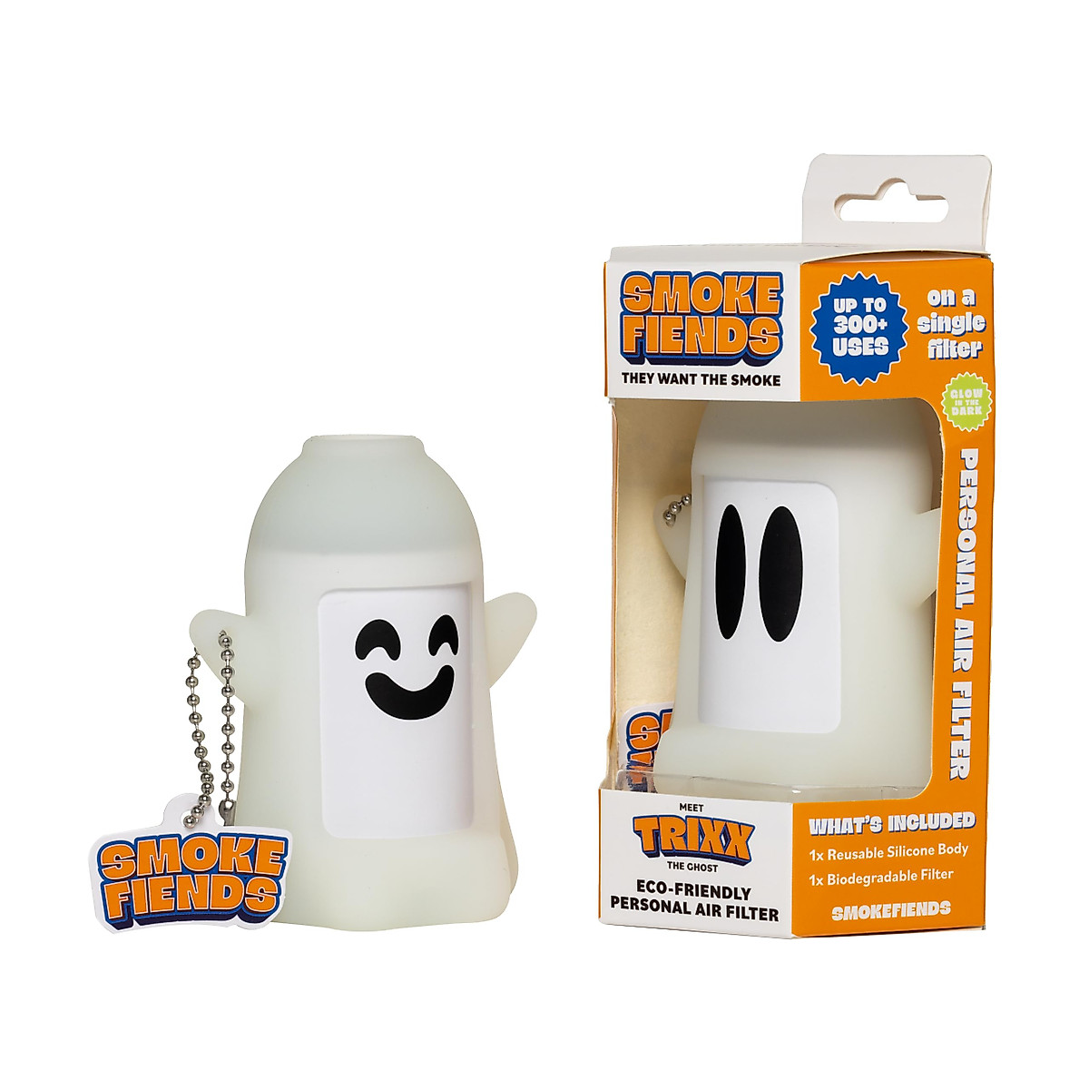 Smoke Fiends Portable & Eco-Friendly Personal Air Filter | Discreet HEPA & Carbon Filtration | Biodegradable & Up to 300+ Uses | Keychain Design for On-the-Go Freshness (Trixx)