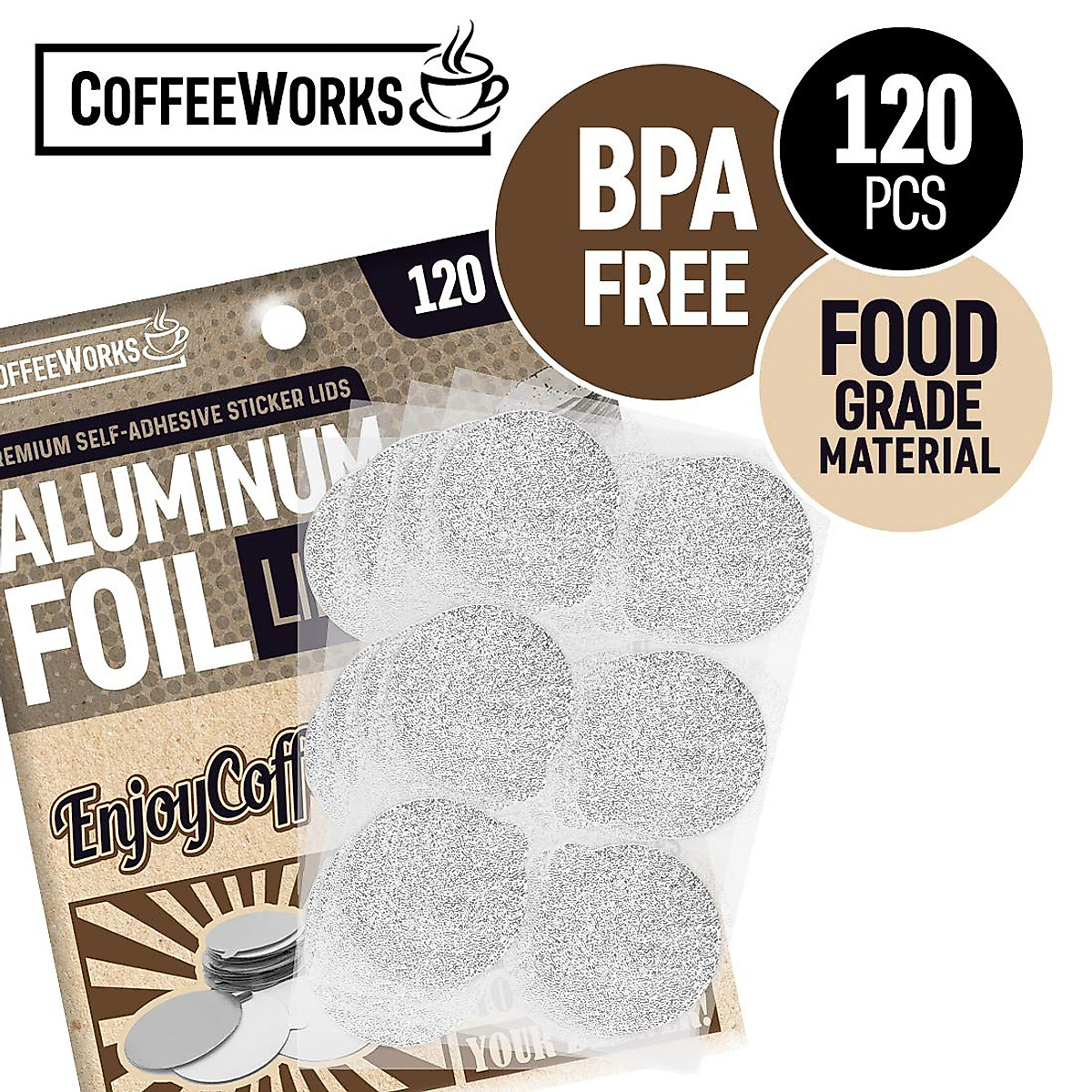 Reusable Aluminum Foil Seal Lids for Nespresso Original Line Pods - Premium Eco-Friendly Coffee Pod Self-Adhesive Stickers - Compatible with Refillable Capsule & Machines - 37mm (120)