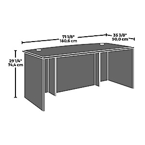 OfficeWorks by Sauder Affirm 72" Bow DEK 2drwr Ped Ste, L: 71.10" x W: 35.43" x H: 29.29", Classic Cherry Finish