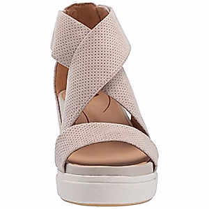 Dr. Scholl's Shoes Women's Sheena Wedge Sandal, Oyster Microfiber Perforated, 9.5 US