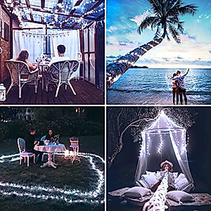 POTIVE Upgraded 4Pack Solar Fairy Lights, 132ft 400LED Total Solar Twinkle Lights Outdoor Waterproof, 8 Modes Solar Powered String Lights for Christmas Tree Garden Patio(White)