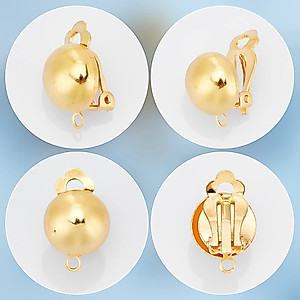 PH PandaHall 40 Pcs Brass Clip-on Earring Converter Component with Easy Open Loop 2 Colors for Non-Pierced Ears