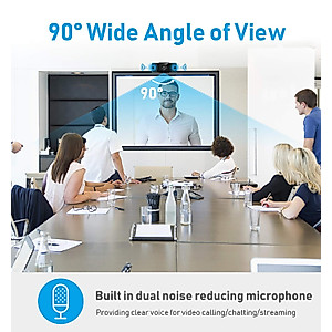 2022 Upgraded 2048 x 1080 Full HD Webcam 2K 30 fps Computer, 90° Wide Angle for PC Laptop Computer Zoom Skype Meeting Video Calling Games