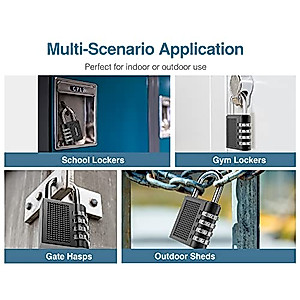 Puroma 2 Pack Combination Locks Outdoor Waterproof Padlock for School Gym Locker Outdoor Fence Hasp Cabinet Toolbox Locker (Black)