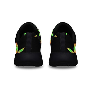 Marijuana Leaf Shoes Men Fashion Weed 420 Sneakers Women Mesh Walking Athletic Cannabis Shoes Black Size 10.5