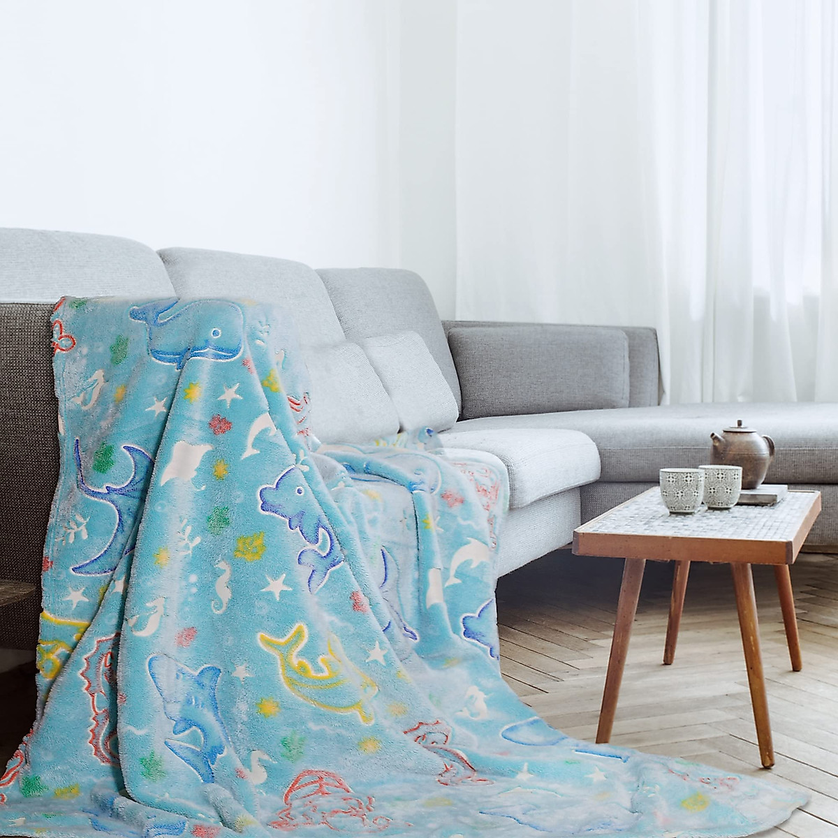 FORESTAR Glow in The Dark Blanket for Girls Boys, Halloween Christmas Birthday Gifts for Kids, Soft Warm Furry Throw Blanket, 50"×60"