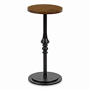 Kate and Laurel Stratton Rustic Pedestal Table, 12" x 12" x 26", Rustic Caramel and Black, Decorative Pedestal Table for Smaller Living Areas