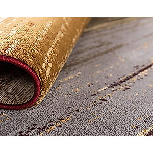 Unique Loom Barista Collection Modern, Abstract, Stripes, Gradient, Urban, Rustic, Warm Colors Area Rug, 4 x 6 ft, Beige/Brown