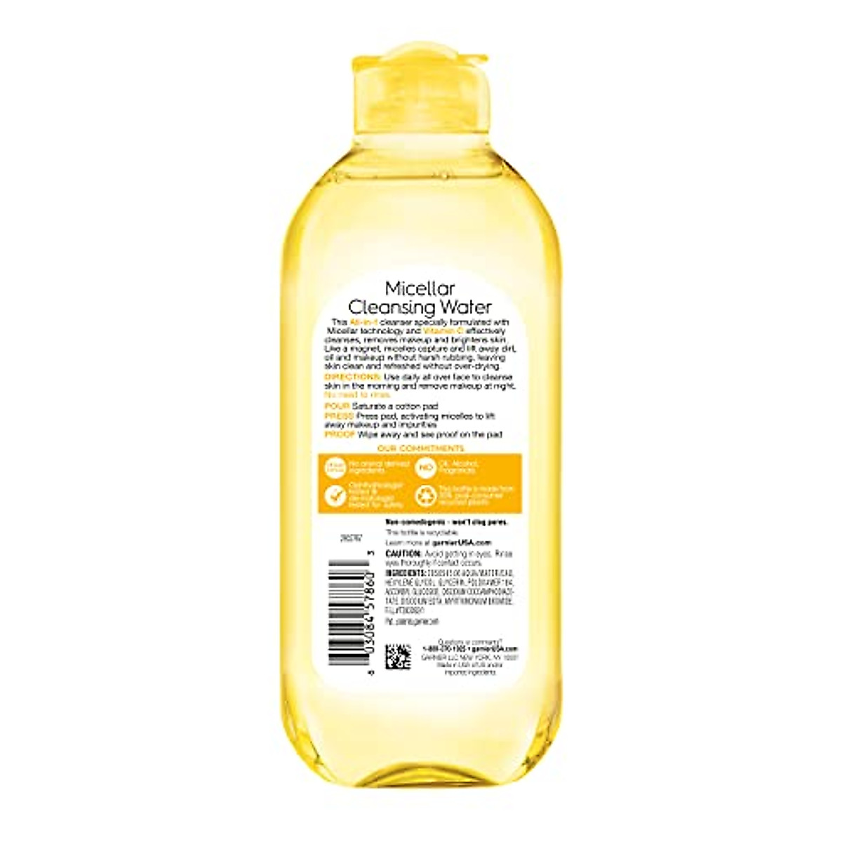 Garnier SkinActive Micellar Water with Vitamin C, Facial Cleanser & Makeup Remover, 13.5 fl. oz, 1 count (Packaging May Vary)