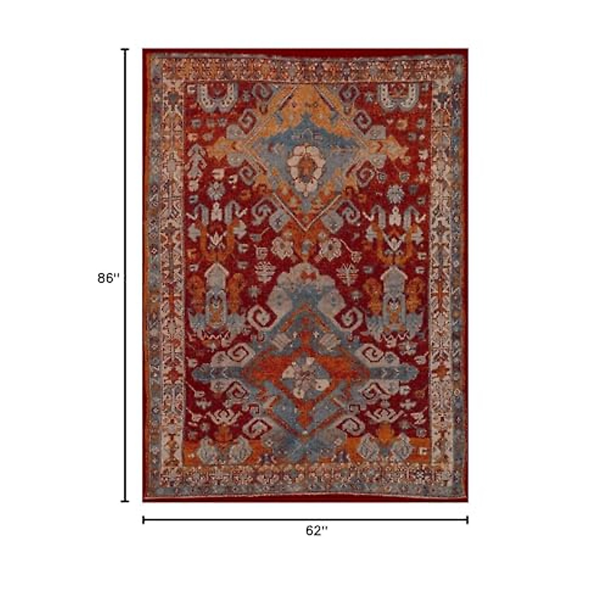 LUXE WEAVERS Moroccan Floral Red 5x7 Area Rug for Living Room