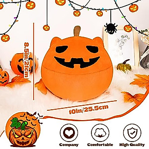 Desdfcer Halloween Stuffed Pumpkin, 8.5in Pumpkin Pillow, Fluffy Stuffed Pumpkin Doll Toy, Halloween Cat Plush, Halloween Stuffed Animal Cat Plushies, Halloween Plush Toys for Kids
