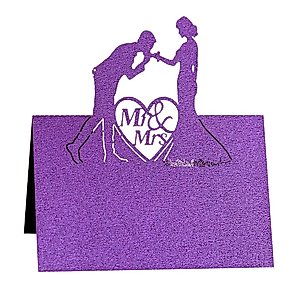 50PCS Table Name Place Cards,Hollow Out Mr and Mrs Design Wedding Name Place Cards for Table Seating Tented Name Card Folded Blank Card for Party Wedding Table Setting Seating Place Cards