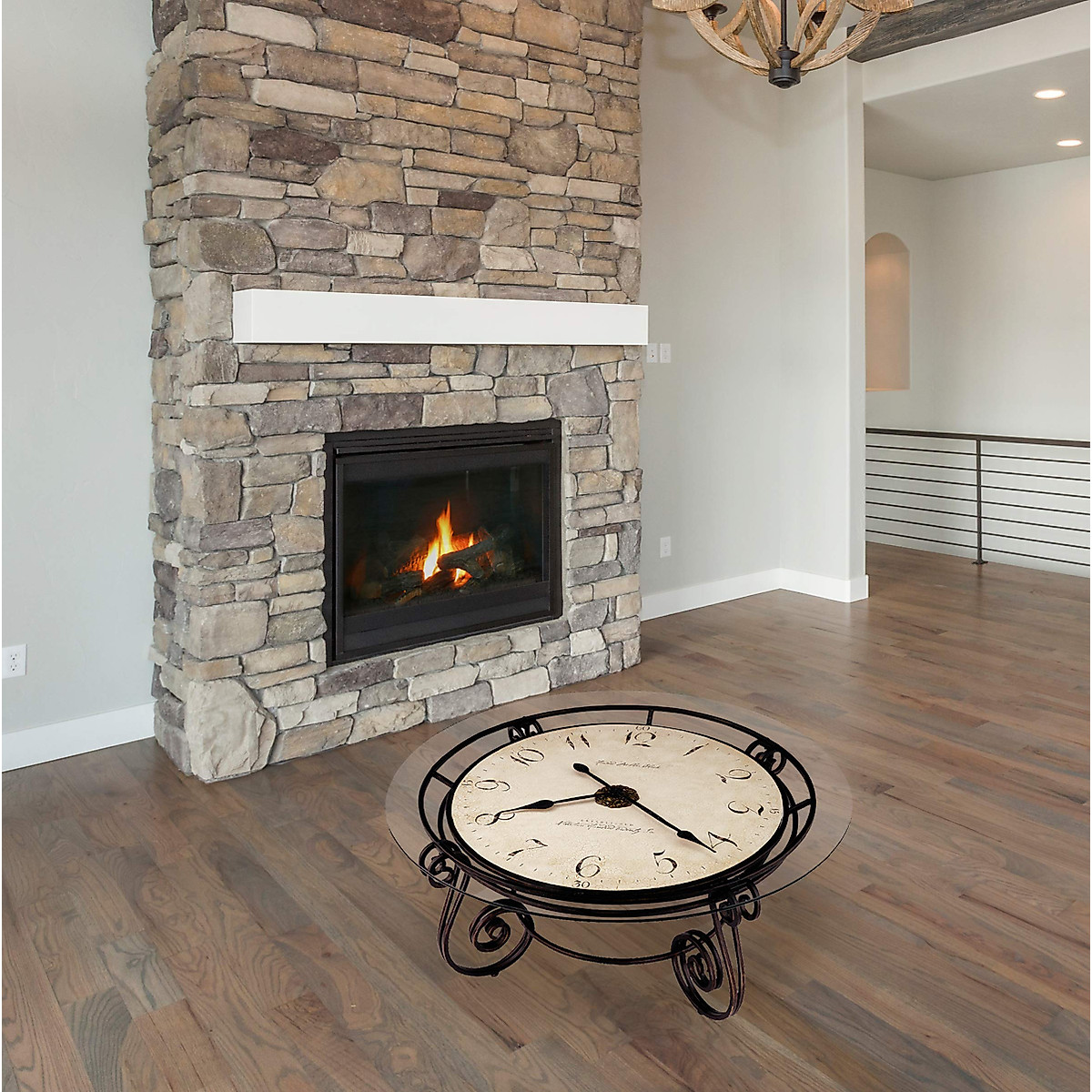 Howard Miller Ravenna Clocktail Table Clock 615-010 – Burnished Umber Finish, Metal Frame, Antique Medallion Accent & Gold Highlights, Antique Home Decor, Quartz Movement