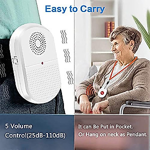 ChunHee Wireless Caregiver Pager Call Button Nurse Alert System Call Bell for Home/Elderly/Patient Emergency Vibration Pager 1 Transmitter+1 Receiver(800+Feet Operating Range)