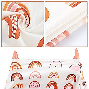 Boao Stretchy Baby Car Seat Cover Baby Car Seat Canopy Nursing Cover Carseat Canopy for Babies Breastfeeding and Car Seat Multi Use Shopping Cart High Chair Cover (Rainbow Style)