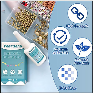 Bracelet String Professional Elastic String Kont Fixing Drip 60g, Clear Bracelet Glue, Keep Stretchy Bracelet String Stay Perfectly Tied for Clay Beads, Jewelry Making Supplies（2pcs 30g/1pcs）