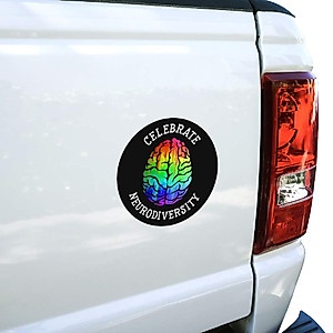Celebrate Neurodiversity Brain Autism Rainbow Spectrum Automotive Car Refrigerator Locker Vinyl Circle Magnet