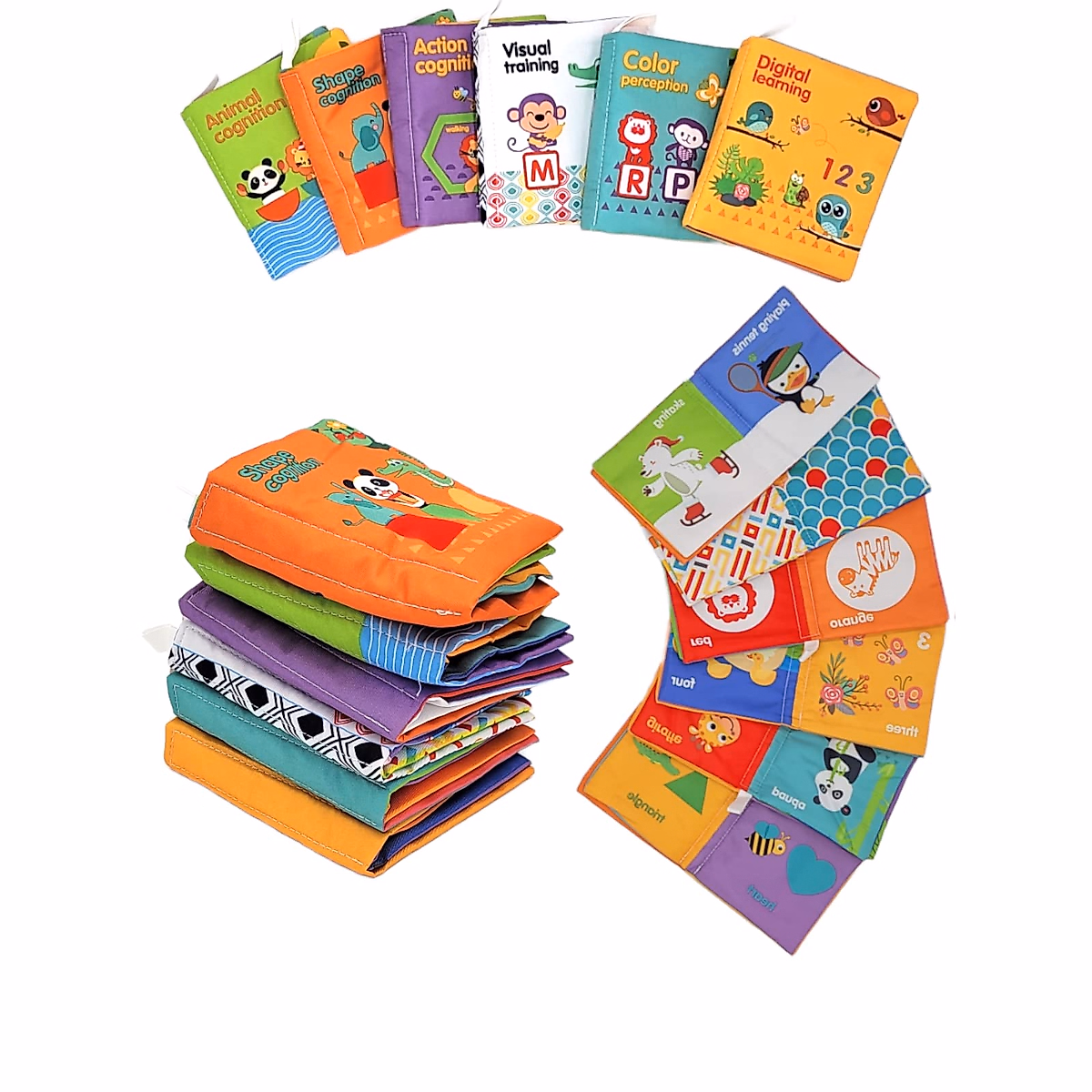 Kids Melody Baby Non-Toxic Cloth Book Set, Crinkle Books with Rustling Sound - Pack of 6