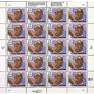 Louis B. Armstrong Sheet of Twenty 32 Cents Stamps Scott 2982