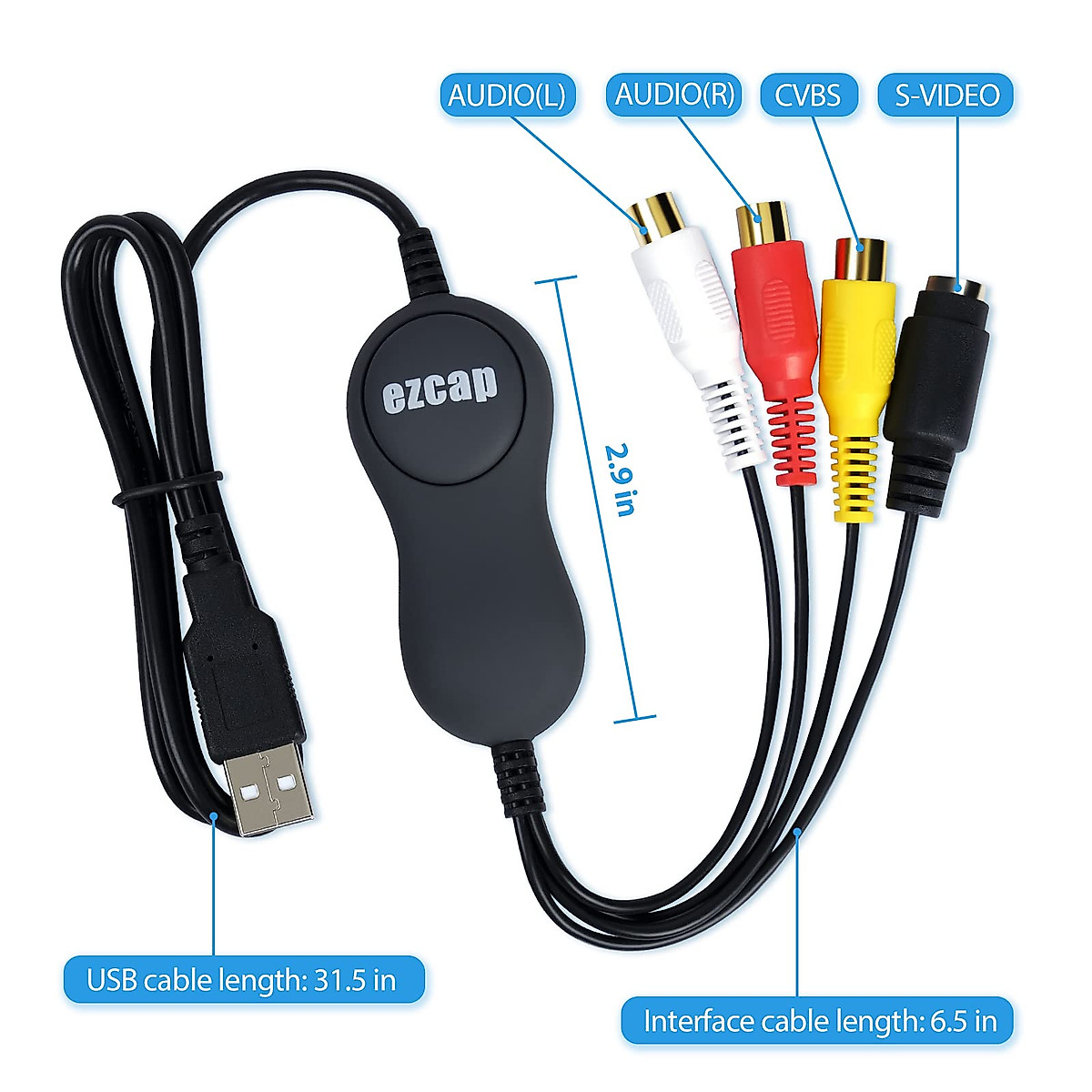 Mwin USB 2.0 Video Capture Card, VHS/VCR to Digital Converter, Digitize Analog Video for Mac or Windows, Easy VHS/VCR/TV to DVD