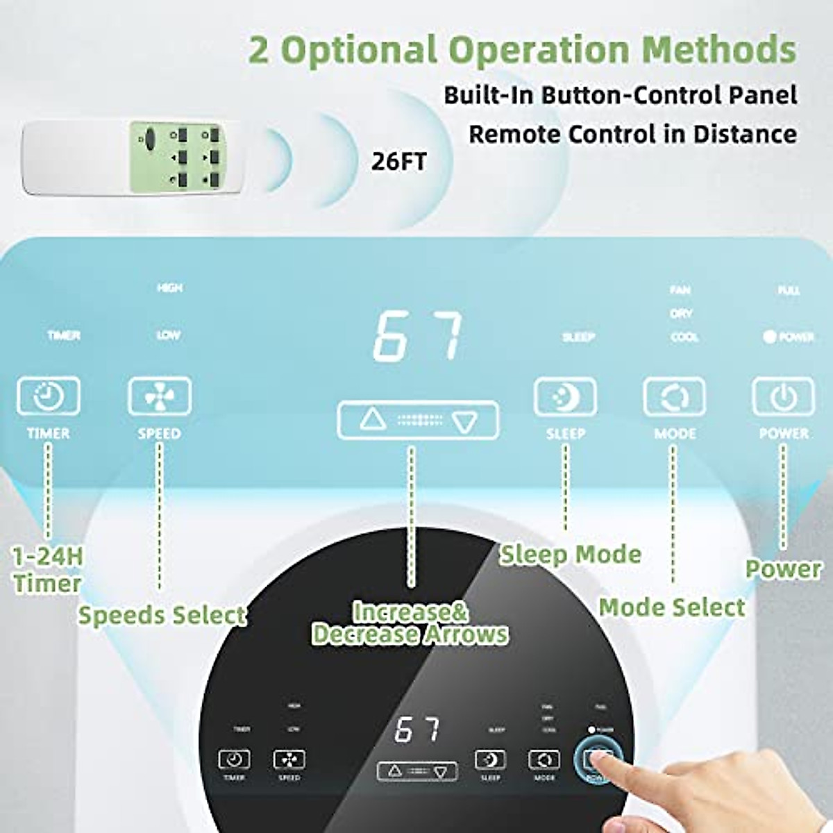 COSTWAY Portable Air Conditioner, 9000BTU Personal Air Conditioner with 2 Wind Speeds, Remote Control, 24H Timer, Window Kit, 350 sq.ft, Smart Portable AC Unit with Sleep Mode, Suitable for Home & Office Use, Energy-saving, White