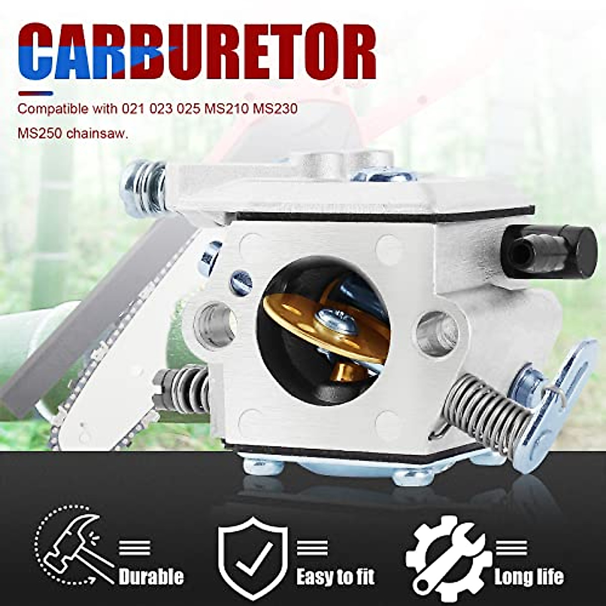 YOFMOO Carburetor Kit Compatible for 021 023 025 MS210 MS230 MS250 Chainsaw WT-286 WT-215 Zama C1Q-S11E C1Q-S11G 1123-120-0603 1123-120-0605 Carb with Filter Fuel Oil Cap
