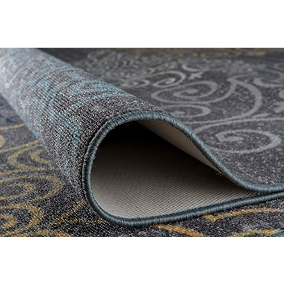 Rugshop Modern Floral Swirl Design Non-Slip (Non-Skid) Area Rug Runner 2' X 7' (22" X 84") Gray