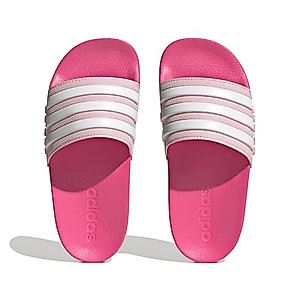 adidas Adilette Shower Slide Sandal, Clear Pink/White/Lucid Pink, 3 US Unisex Little Kid