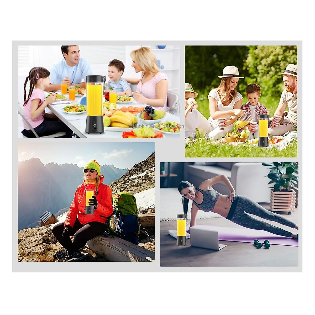 Portable Blender, Mini Personal Blender for smoothies USB Rechargeable On The Go Mixer Electric Blender Personal Size Rechargeable USB, 380Ml Juicer Cup With 6 Blades (Black), Medium