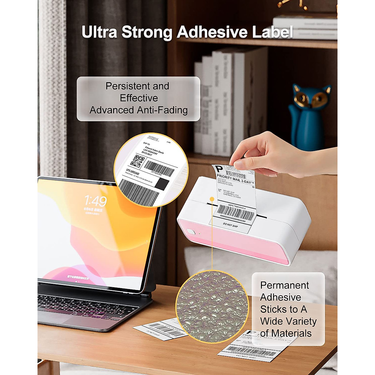 Phomemo 4x6 Thermal Label Printer Paper - 500 PCS White 4"x6" Fan-Fold Labels Shipping Supplies Labels - Water/Oilproof Label Stickers - Permanent Adhesive Thermal Shipping Label for Shipping Packages