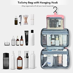 Lohifor Travel Toiletry Bag, PU Leather Waterproof Toiletry Bag for Travel Accessories, Ideal Toiletries Bag for Women and Men, Coral Orange