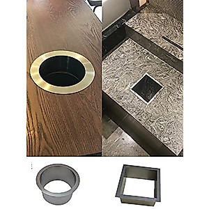 304 Stainless Steel Square Round Built-in Drop in Countertop Bench Top Waste Trash Chute Grommet No Cover Bathroom Hotel Public (Square 140mm(5.51"))
