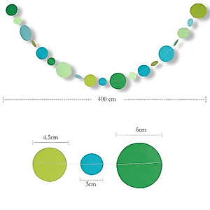 JEYE Blue and Green Circle Dots Party Garland Banner Decoration Polka Dots Paper Streamer Backdrop Hanging Decor for Baby Shower Birthday Wedding Christmas Graduation, Pack of 2, 26ft/8m in Total