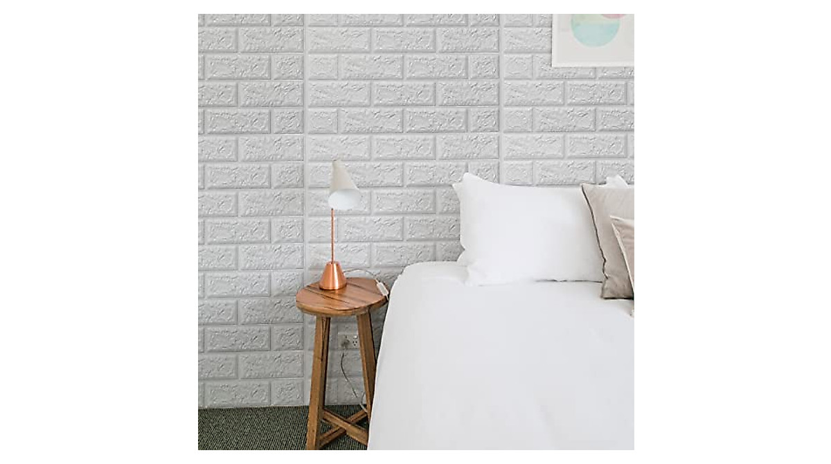 Art3d 30Pcs White 3D Brick Wallpaper Peel & Stick Waterproof Wall Panels