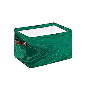 Emerald Green Cube Storage Baskets for Organizing Waterproof Storage Bins with Handles Decorative Storage Basket for Shelves Clothes Toy Closet Organizers, Color Fluid Modern Art