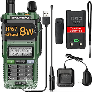 BAOFENG UV-9R Pro 8W Ham Radio Long Range Handheld Dual Band Tri- Power Two-Way Radio Waterproof Transceiver Walkie Talkies Rechargeable with Type-C Charging Cable for Camping Hunting Survival Gear