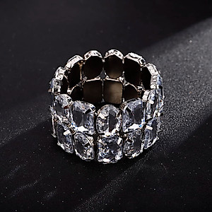 Denifery Crystal Bracelet Bridal Rhinestone Bangles Statement Wedding Bracelet Jewelry for Women and Girls