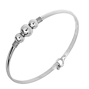 Cape Cod Jewelry-CCJ 3 Ball Wire Wrap SilverTone Latch Cuff Bracelet | 7.0